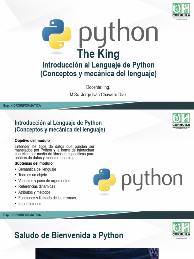 Introducción al Lenguaje de Python | PDF | Lenguaje de programación | Python (lenguaje de ...