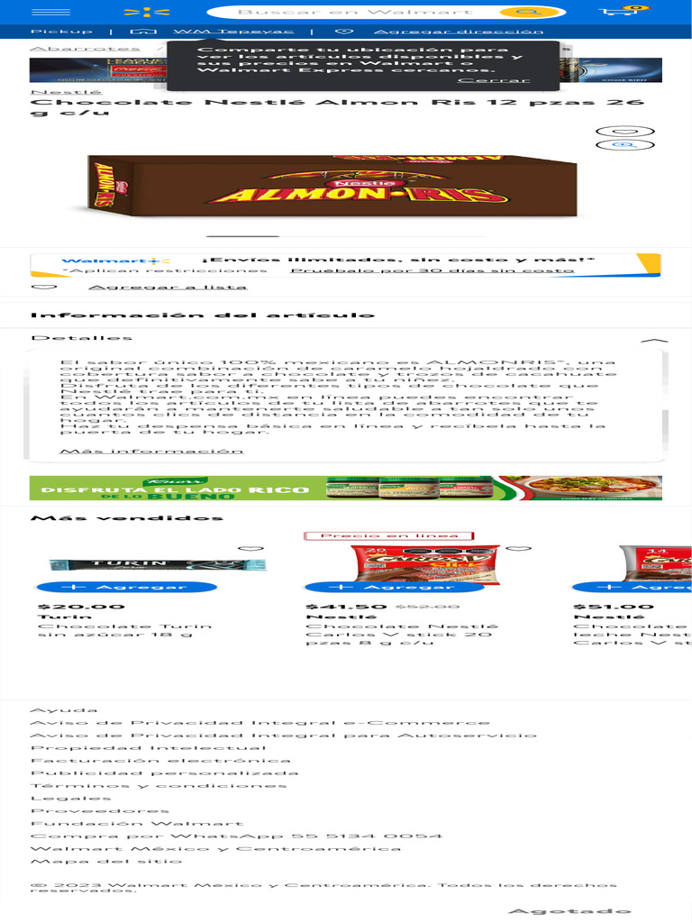 Chocolate Nestlé Almon Ris 12 Pzas 26 G Cu Walmart | PDF | Chocolate