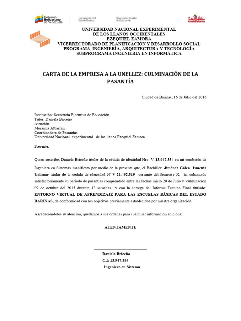 Carta de Culminacion | PDF