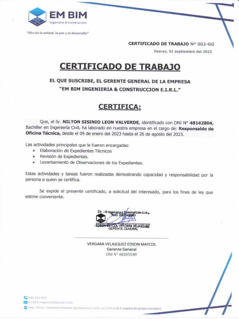 Cert 002-EM-NSLV | PDF