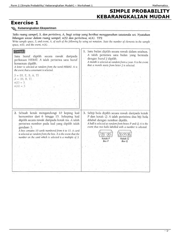Chapter 13 Simple Probability Worksheet 1 MT22 NA | PDF