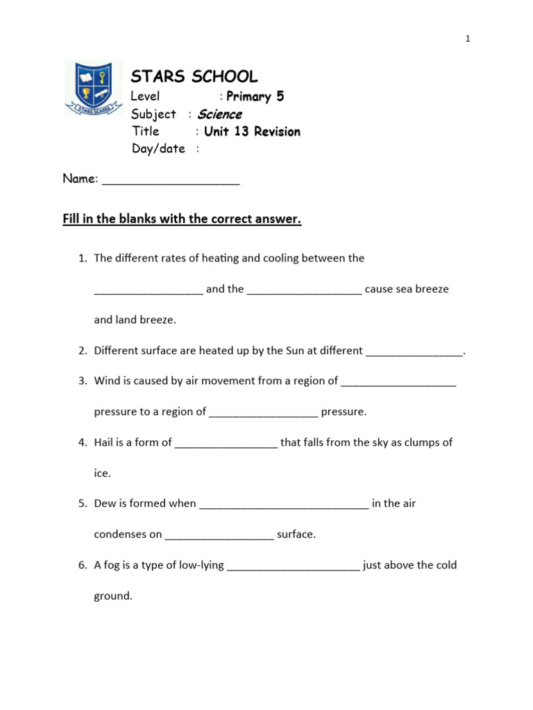 Science P5 Revision Unit 13 | PDF | Fog | Cloud