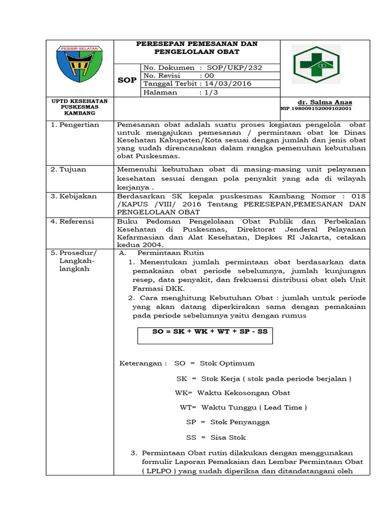 Sop Bab 8.2.2.4 | PDF