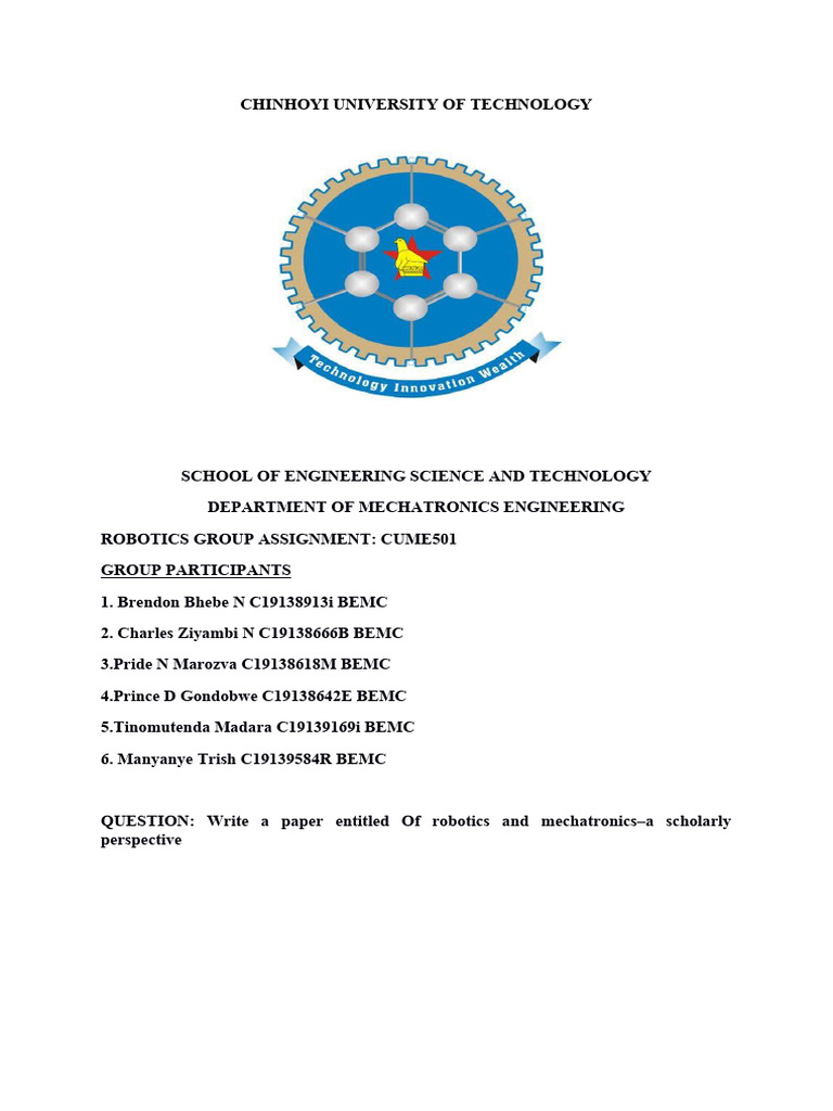 Robotics Assignments Pdf Mechatronics Robotics