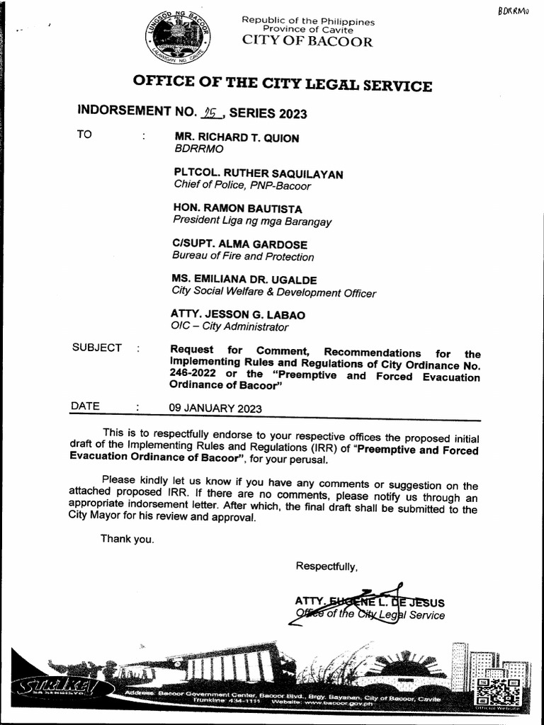 City Ordinance 246-2022 IRR Preemptive and Forced Evacuation | PDF