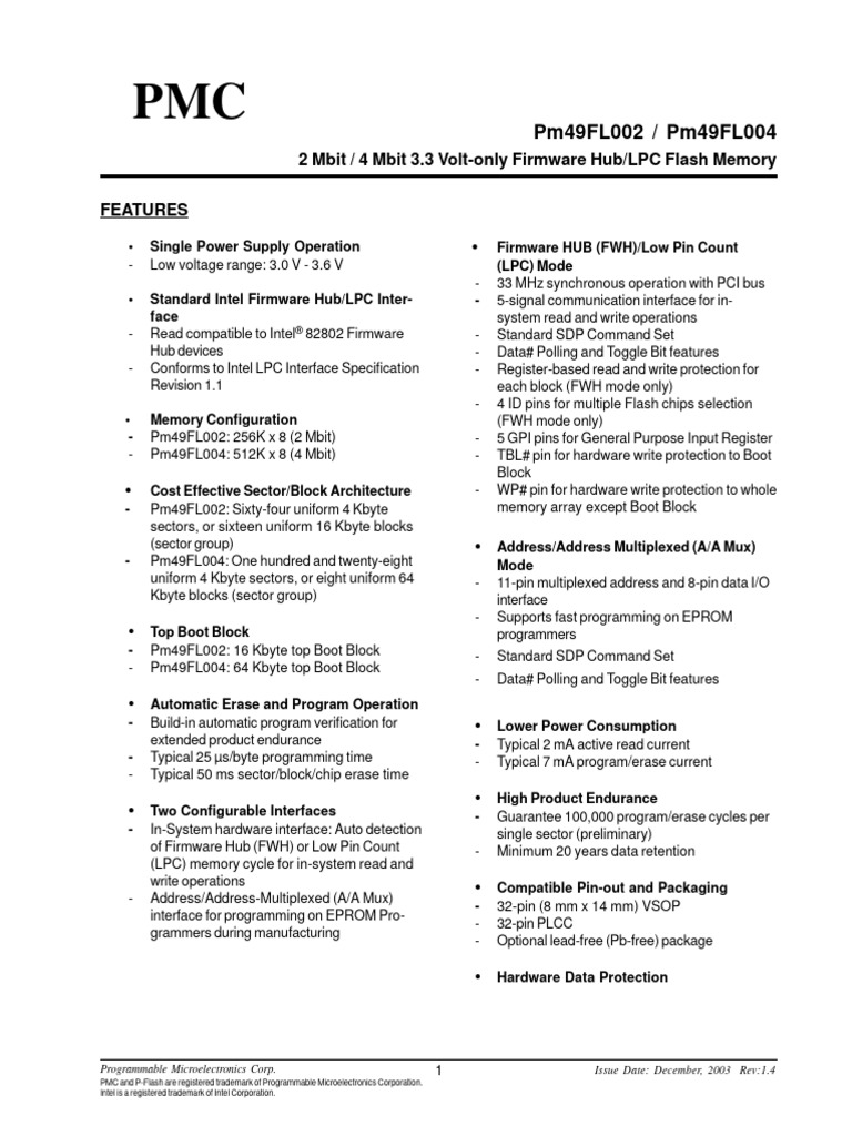 PM49FL002 | PDF | Flash Memory | Bios