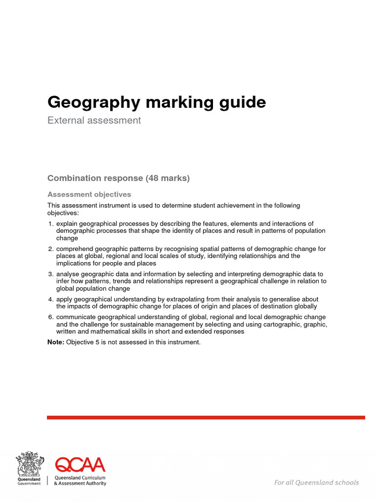 Geography 2020 External Exam Marking Guide | PDF | Geography | Demography