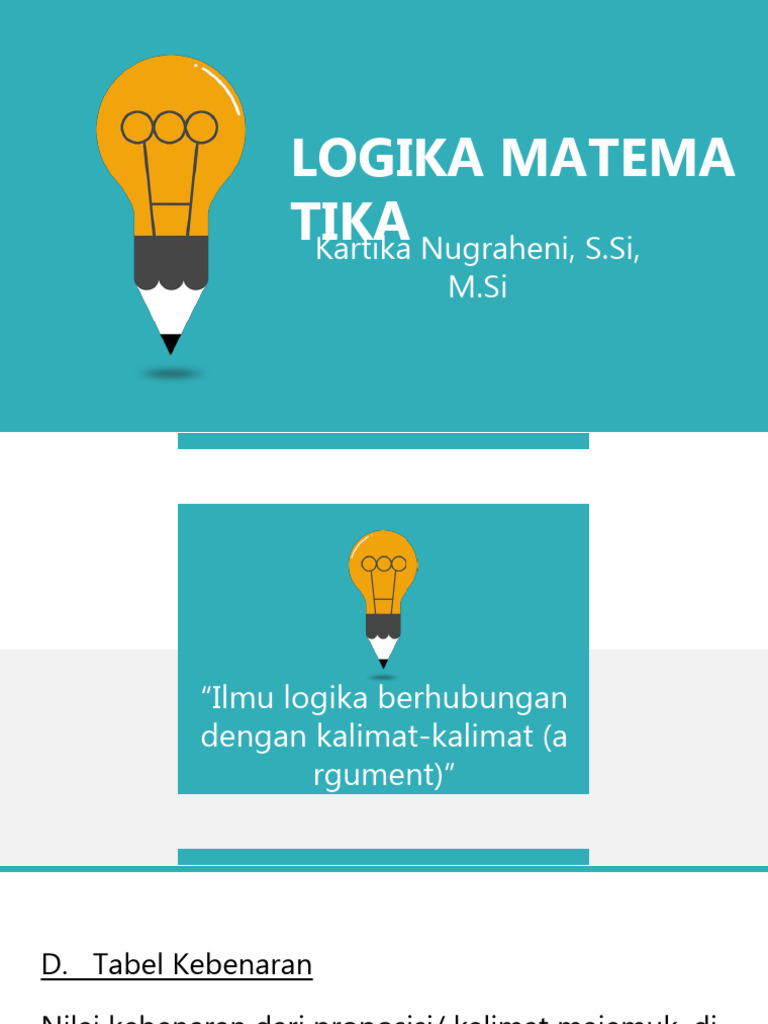 Logika MTK 2. Kata Penghubung Tabel Kebenaran | PDF | Grammar | Logical Expressions