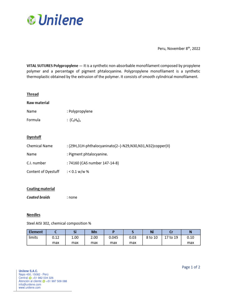 Material Data Sheet PP | PDF