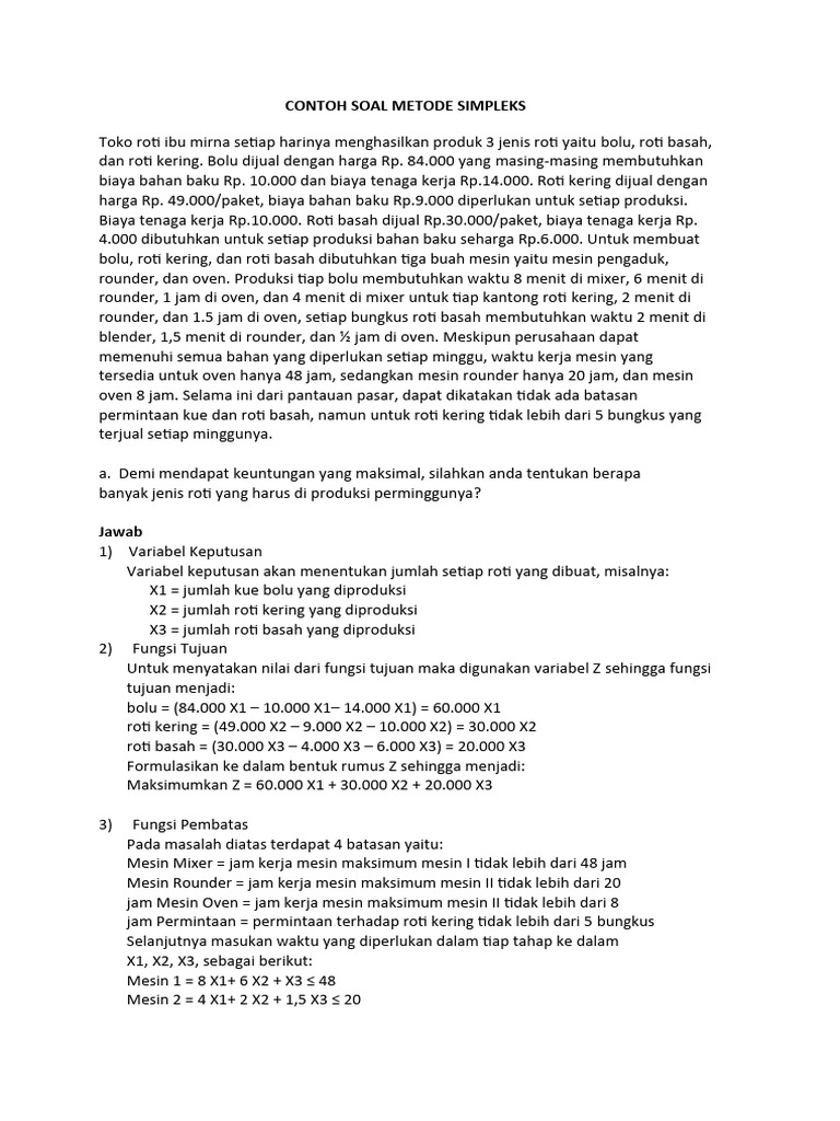 Contoh Soal Metode Simpleks | PDF