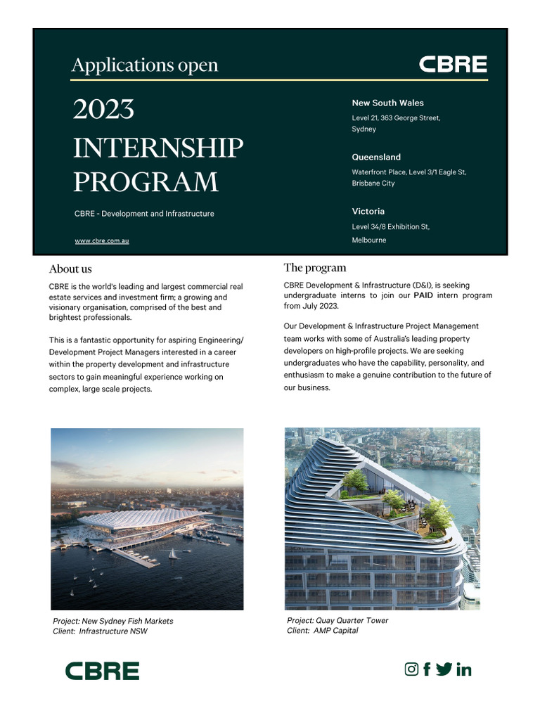 CBRE D&I - Internship Flyer - 2023 | PDF