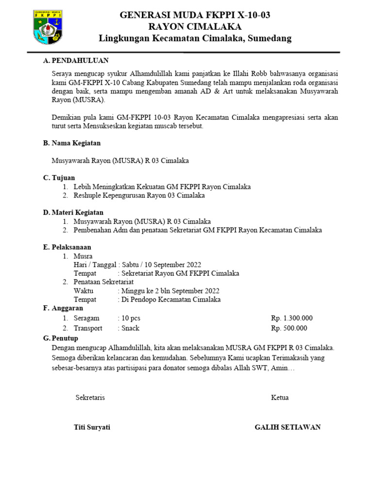 Kop Surat GM Fkppi Cimalaka | PDF