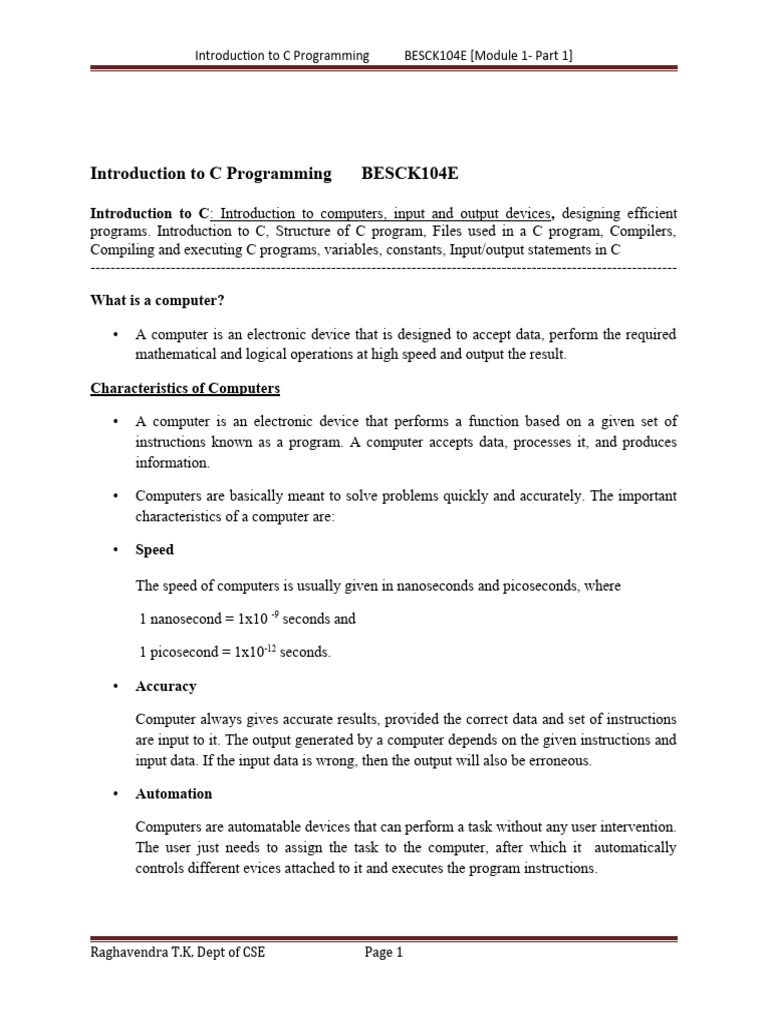M1 Part1 Notes | PDF | Printer (Computing) | Computer Data Storage