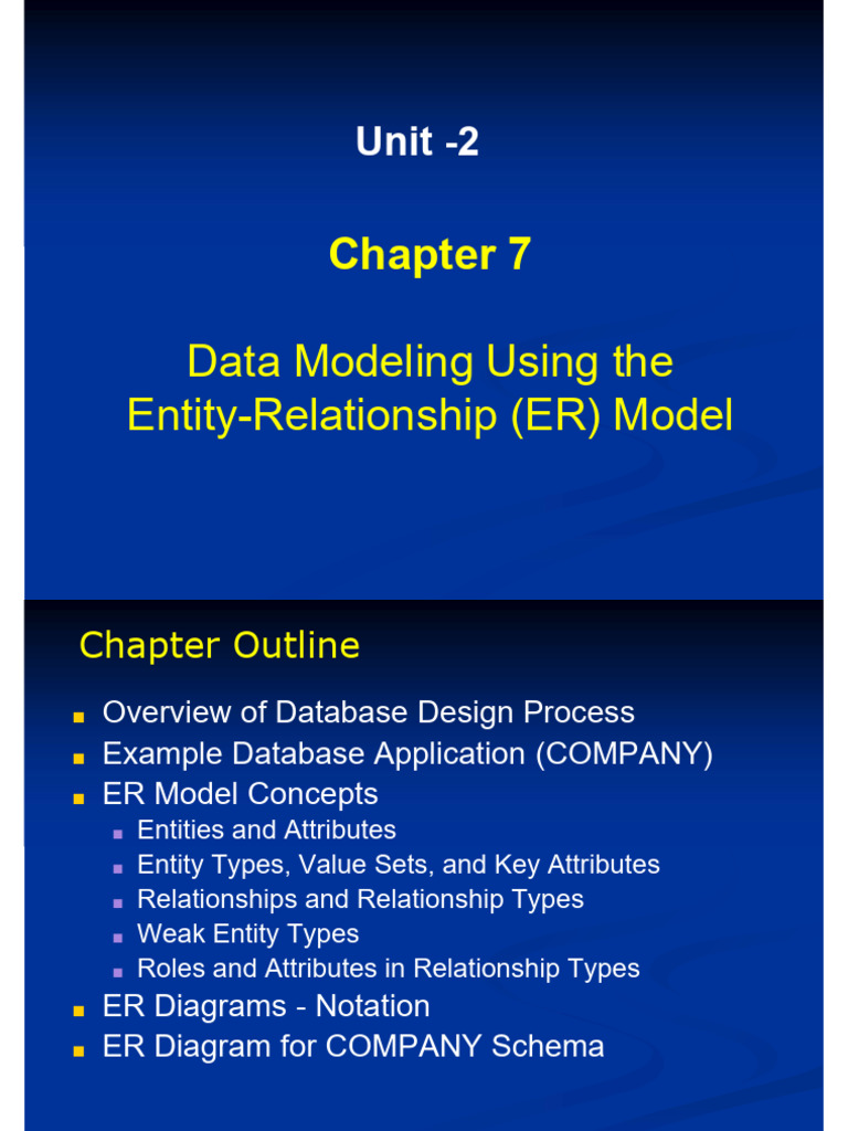 Unit - 2: Data Modeling Using The Entity-Relationship (ER) Model | PDF | Conceptual Model | Data ...