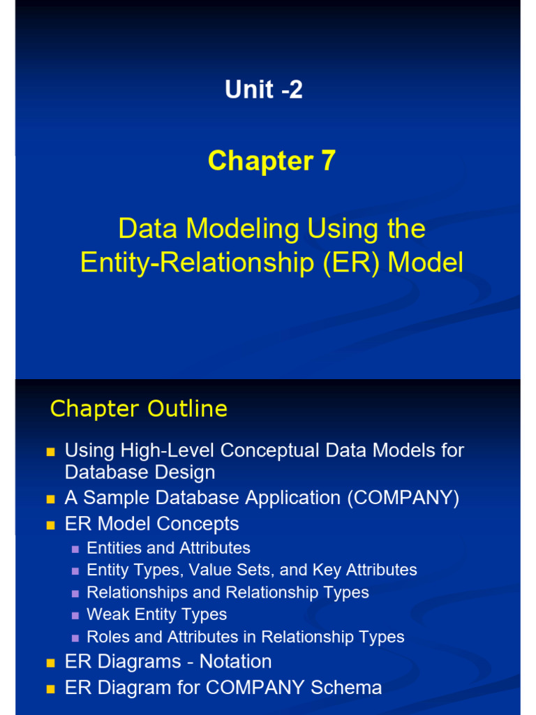 Unit - 2: Data Modeling Using The Entity-Relationship (ER) Model | PDF | Conceptual Model | Data ...