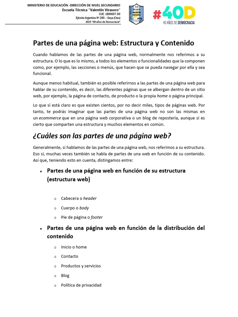 Estructura y Partes de Una Página Web | Descargar gratis PDF | Blog ...