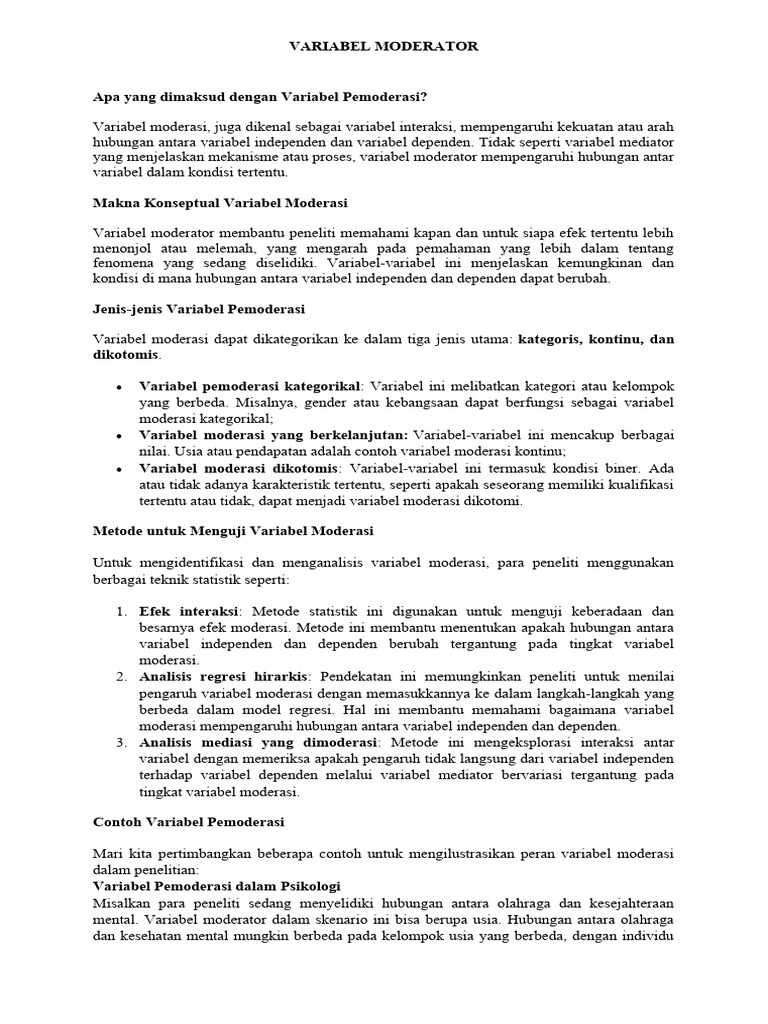 VARIABEL MODERATOR | PDF