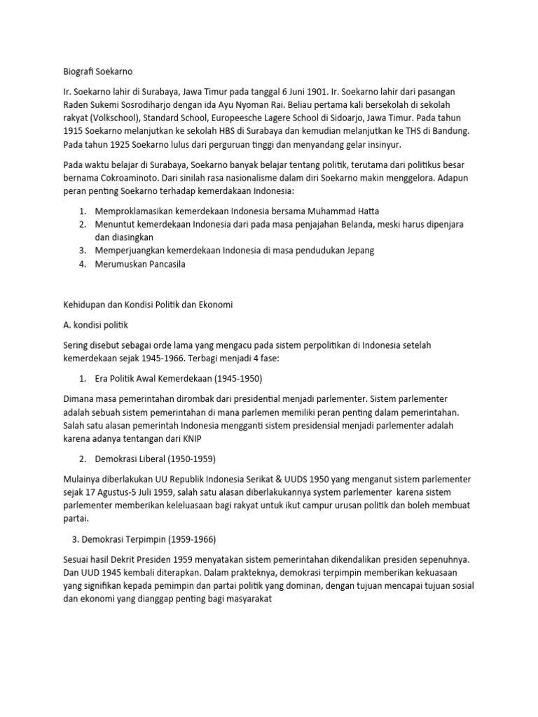 Soekarno Resume | PDF | Politik