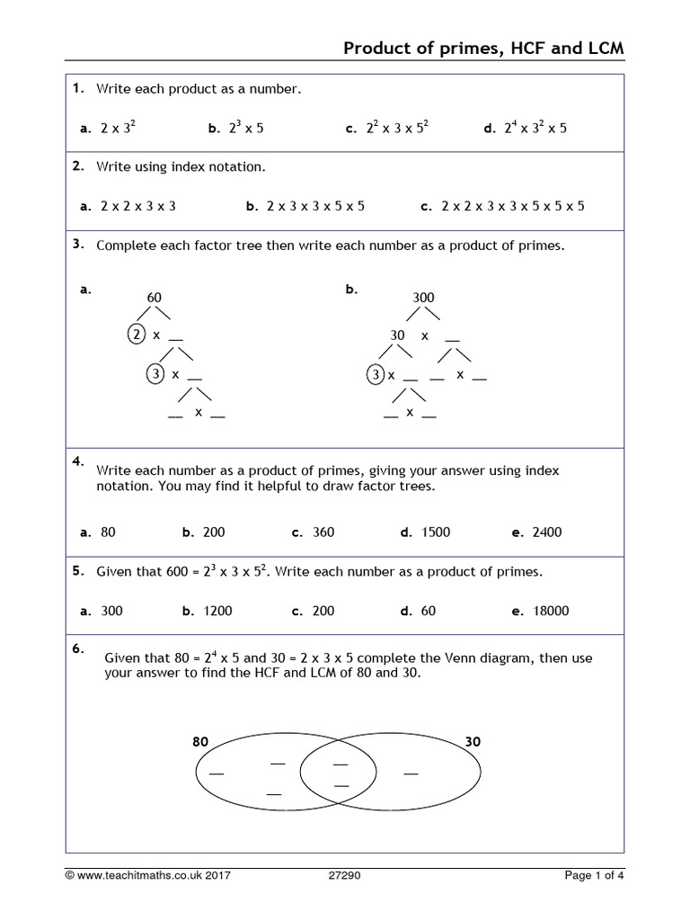 Prime Factorization and LCM Guide | PDF | Mathematical Concepts | Infographics