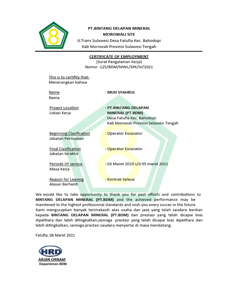 Pengalaman Kerja BDM | PDF