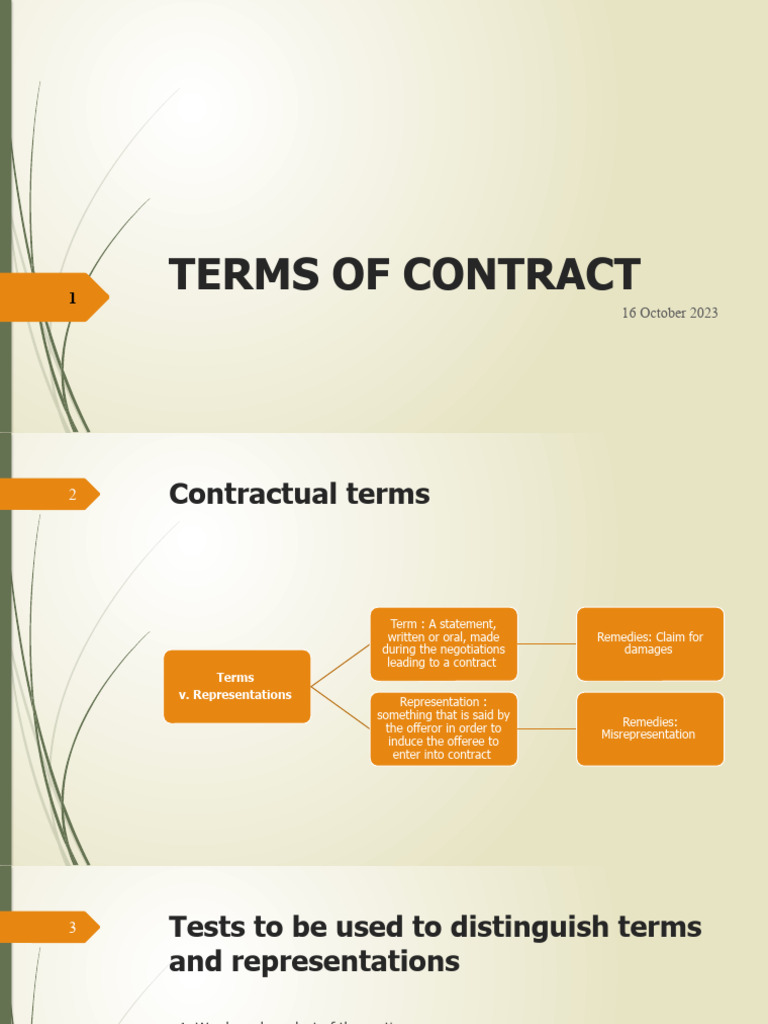 Terms of Contract - PPT 1 2 | PDF | Contractual Term | Parol Evidence Rule