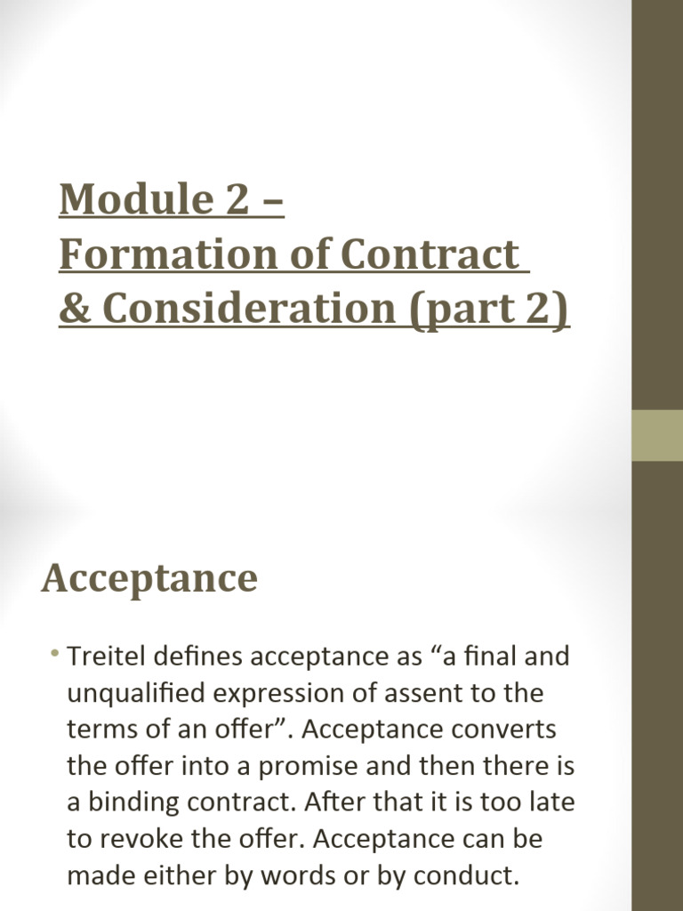 Contract Part 2 | PDF | Consideration | Offer And Acceptance