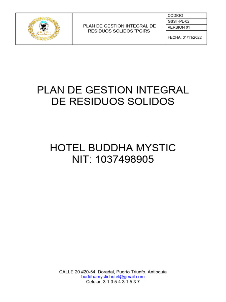 GSST-PL-02 Plan Gestion Integral Residuos Solidos | PDF