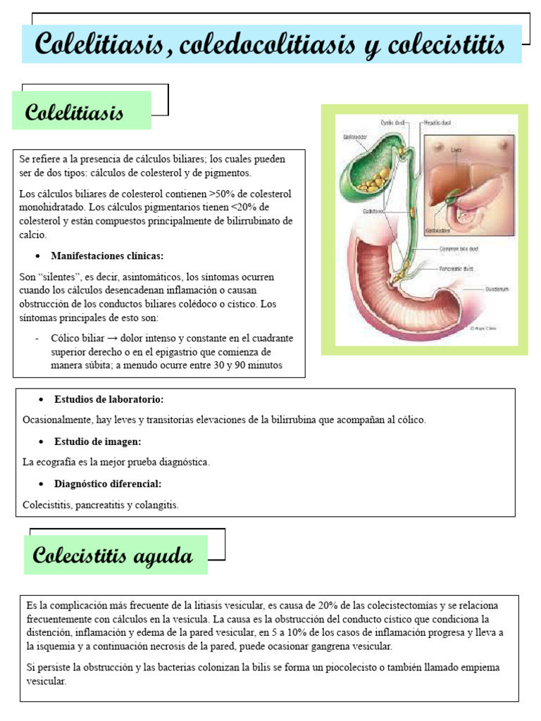 Coledocolitiasis y colelitiasis: Guía clínica | PDF | Dolor | Abdomen