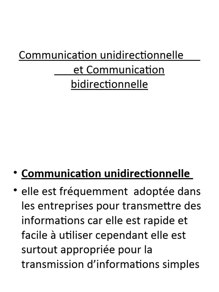 Communication Unidirectionnelle vs Bidirectionnelle | PDF