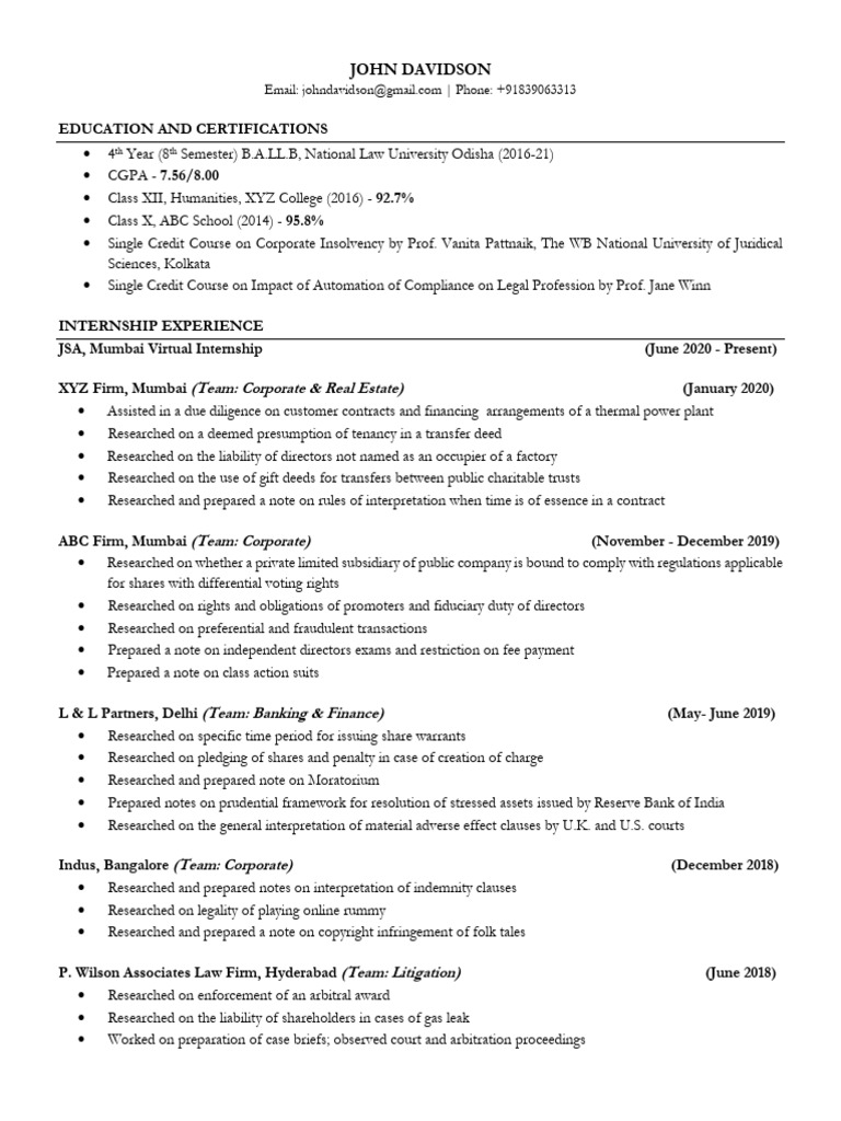 John Davidson Format of CV | PDF