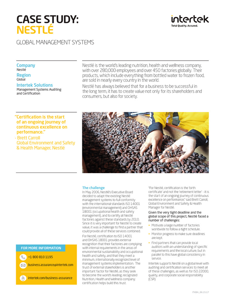 Case Study Nestle en A4 | PDF | Audit | Nestlé