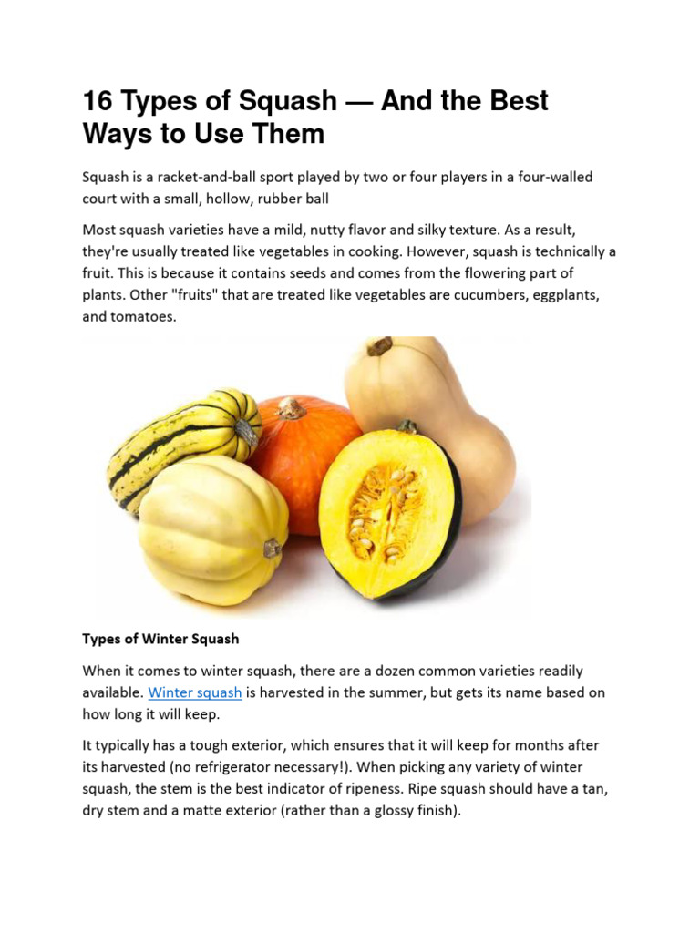 16 Types of Squash | PDF