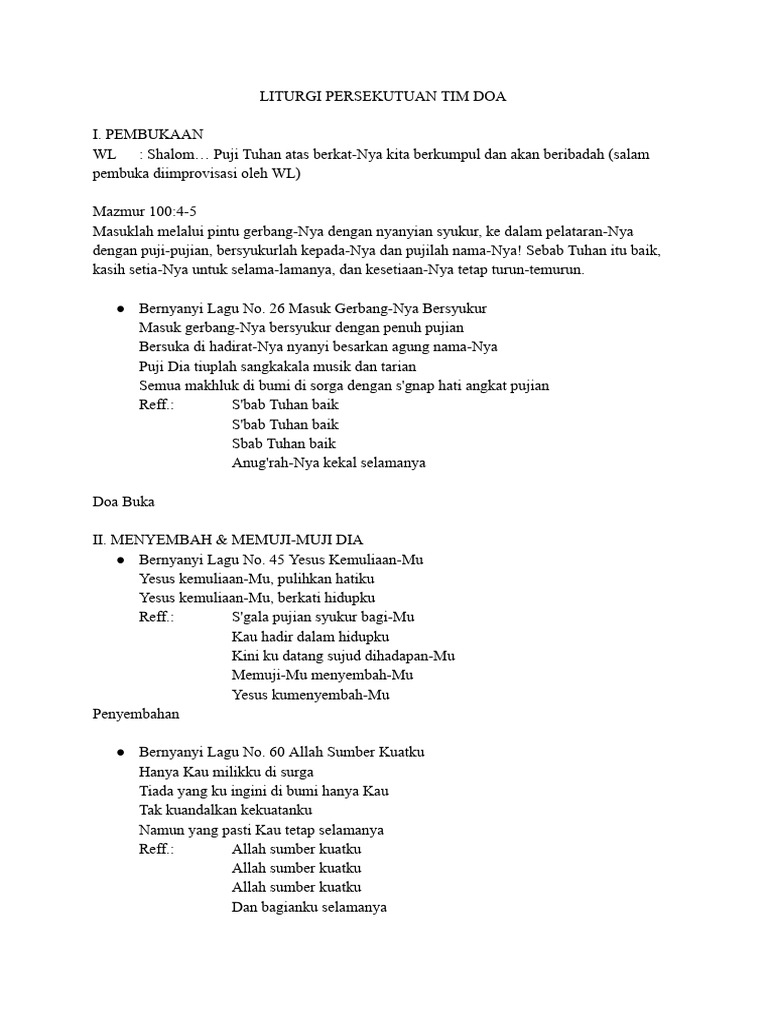 LITURGI PERSEKUTUAN TIM DOA | PDF