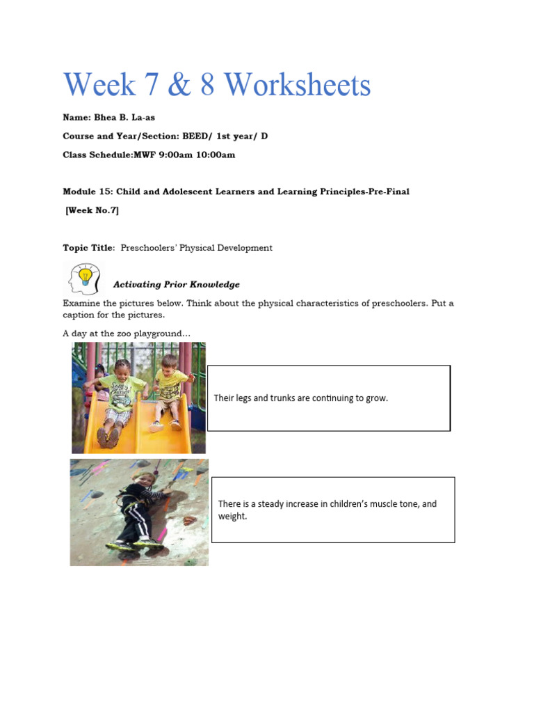 Ryan Dexter G. Roche - Week 7 & 8 WORKSHEETS (PRED 2011) | PDF