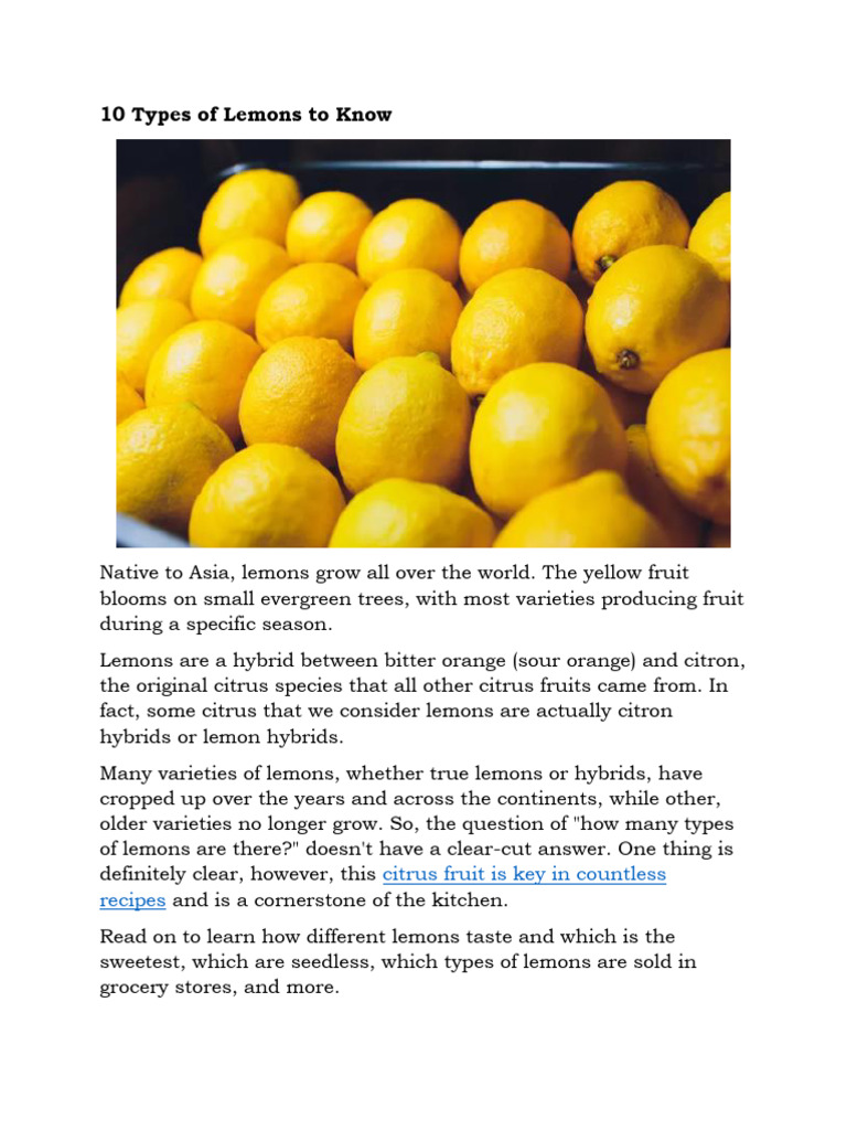 10 Types of Lemons To Know | PDF