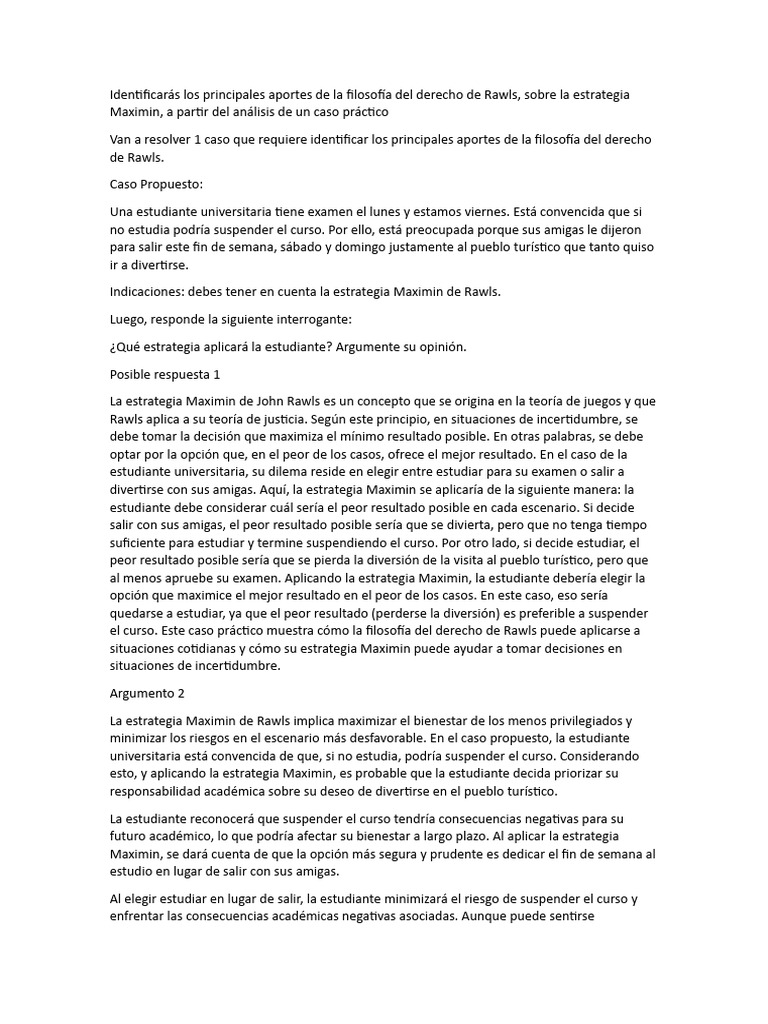Estrategia Maximin en Decisiones Académicas | PDF | John Rawls | Bienestar