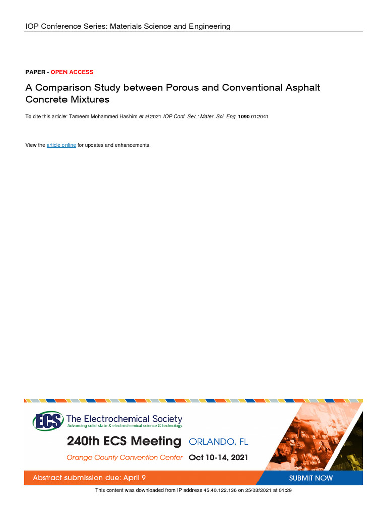 A Comparison Study Between Porous and Conventional | PDF A Comparison Study Between Porous and Conventional | PDF