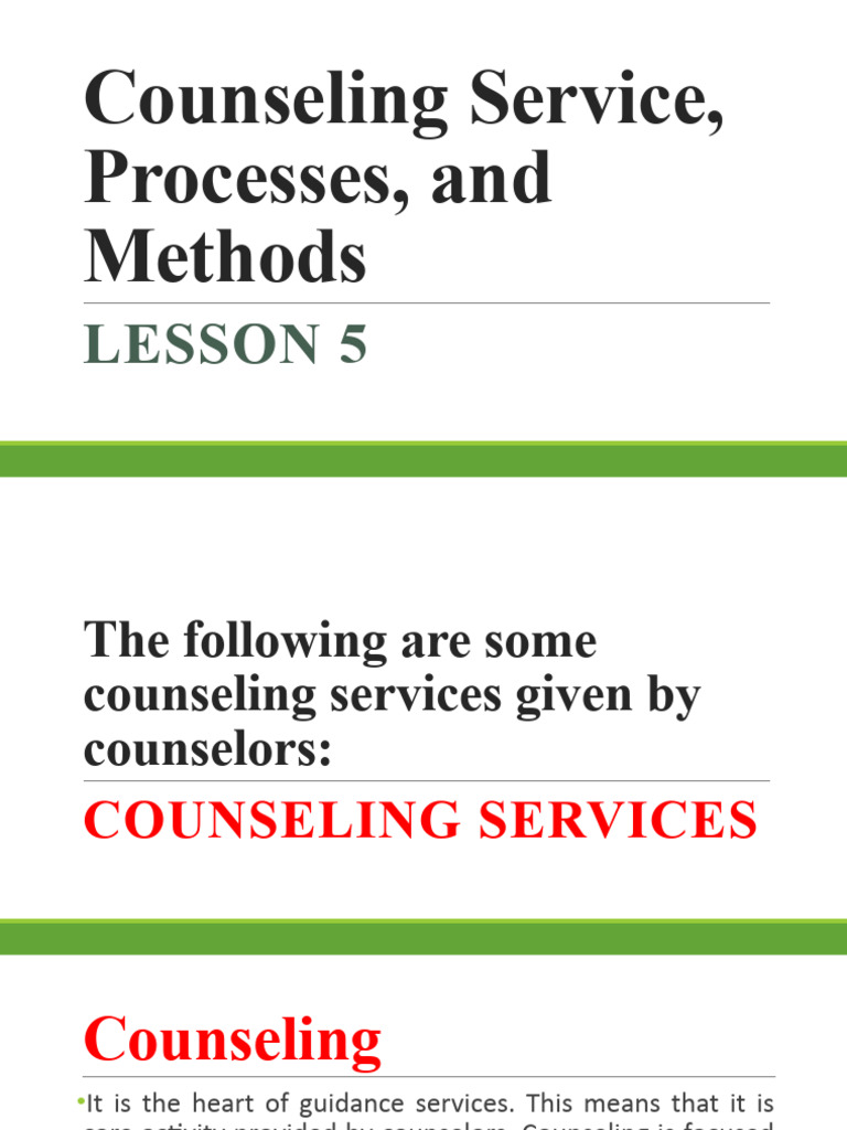 Lesson 5.counseling Service, Processes, and Methods | PDF