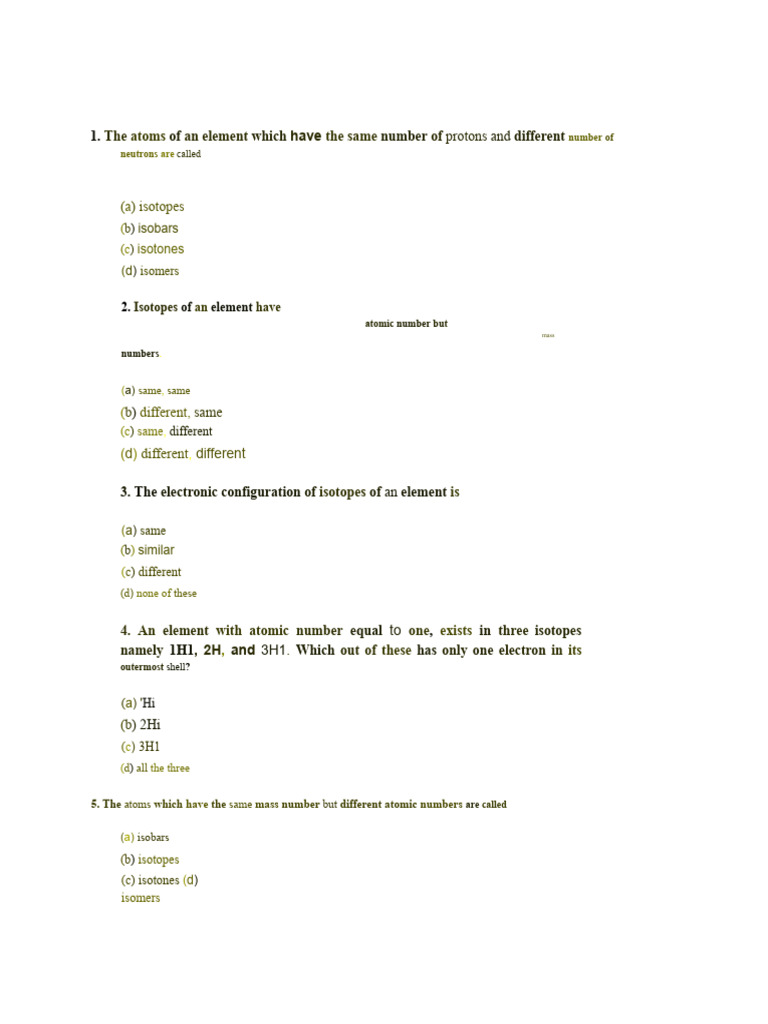 Physics Worksheet About Atom | PDF | Isotope | Atoms