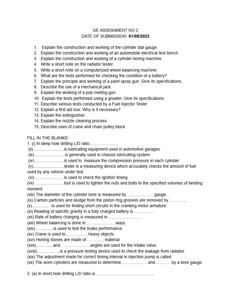 Ge Assignment No 2 | PDF | Engines | Machines