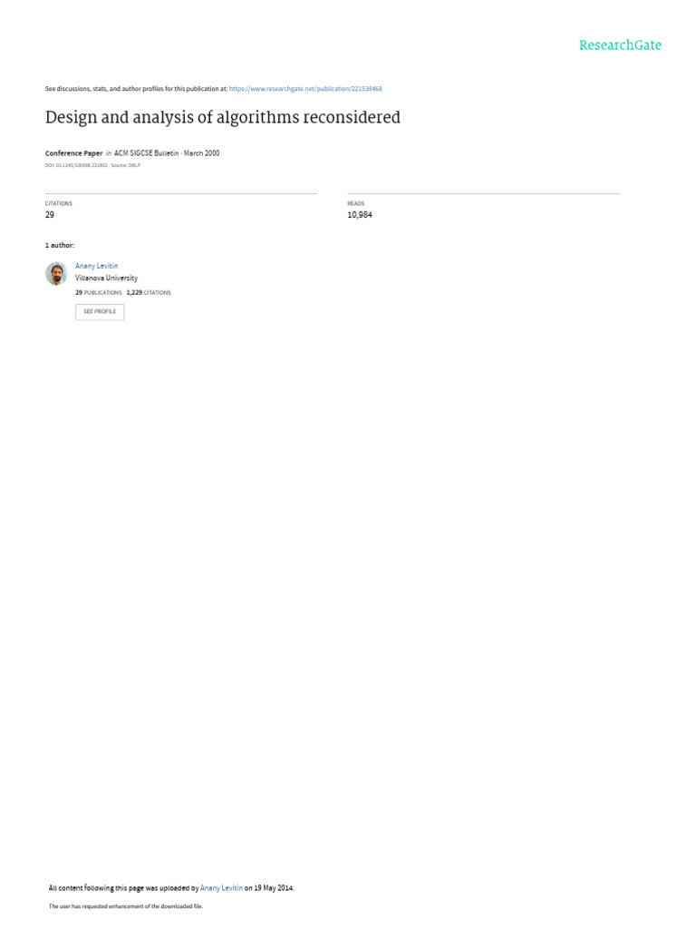 Design and Analysis of Algorithms Reconsidered | Download Free PDF ... Design and Analysis of Algorithms Reconsidered | Download Free PDF ...