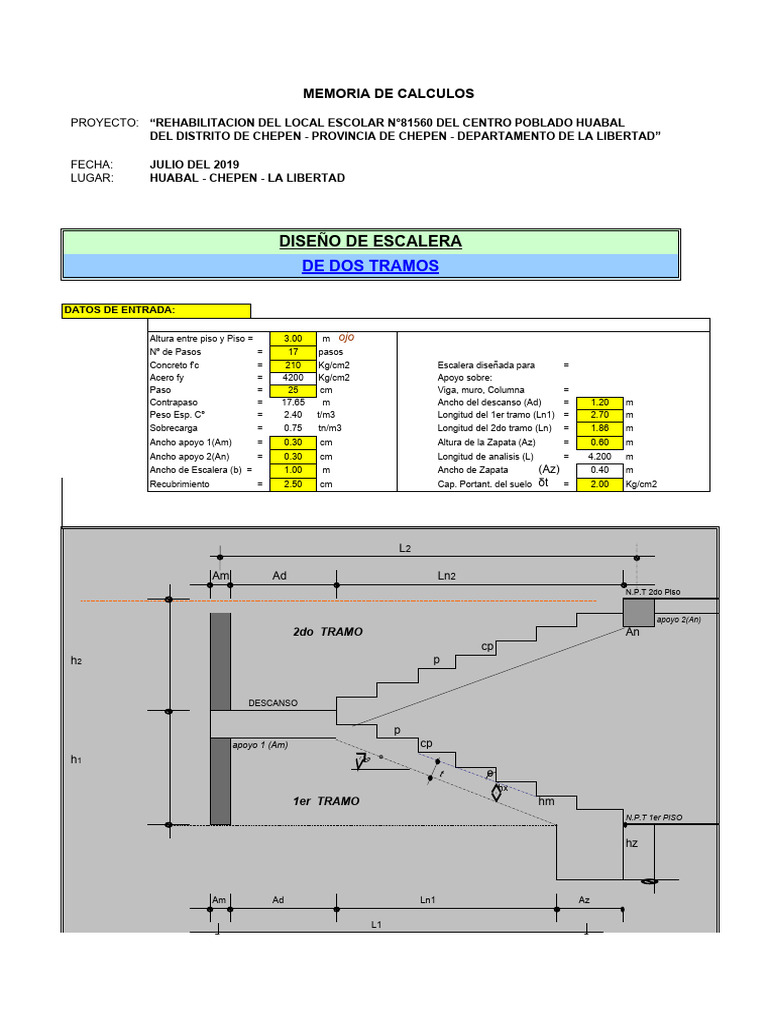 Memoria de Calculo de Escalera de 2 Tramos | Descargar gratis PDF | Ingeniería estructural ...