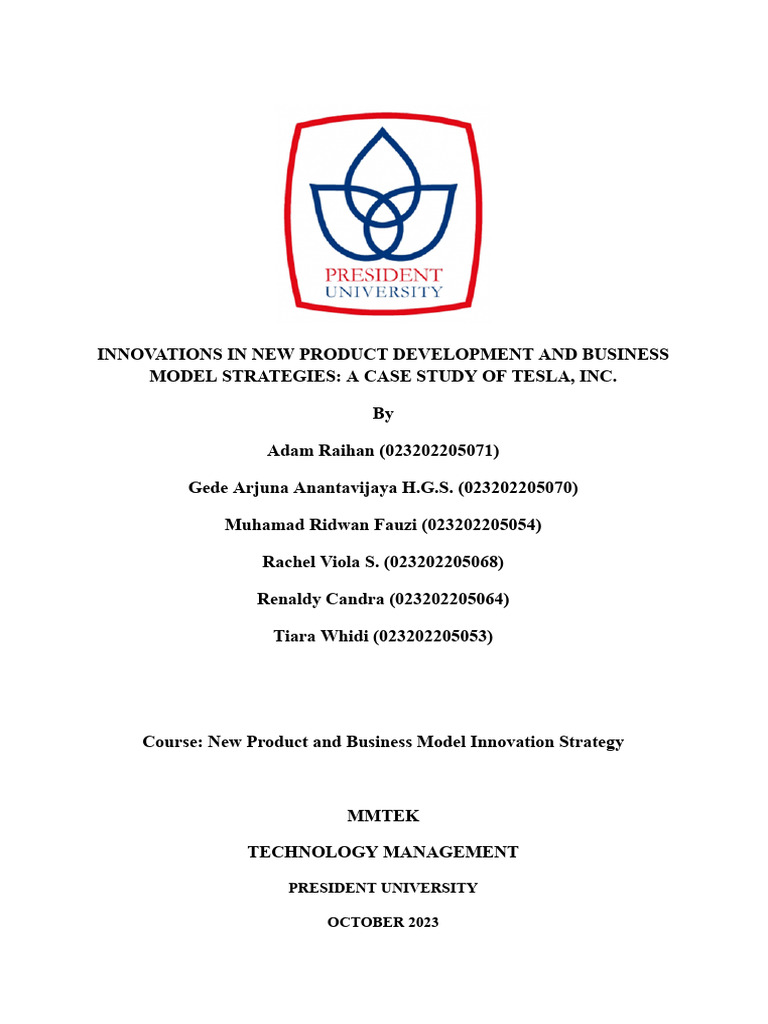 Innovation and Product Development Strategies at Tesla | PDF