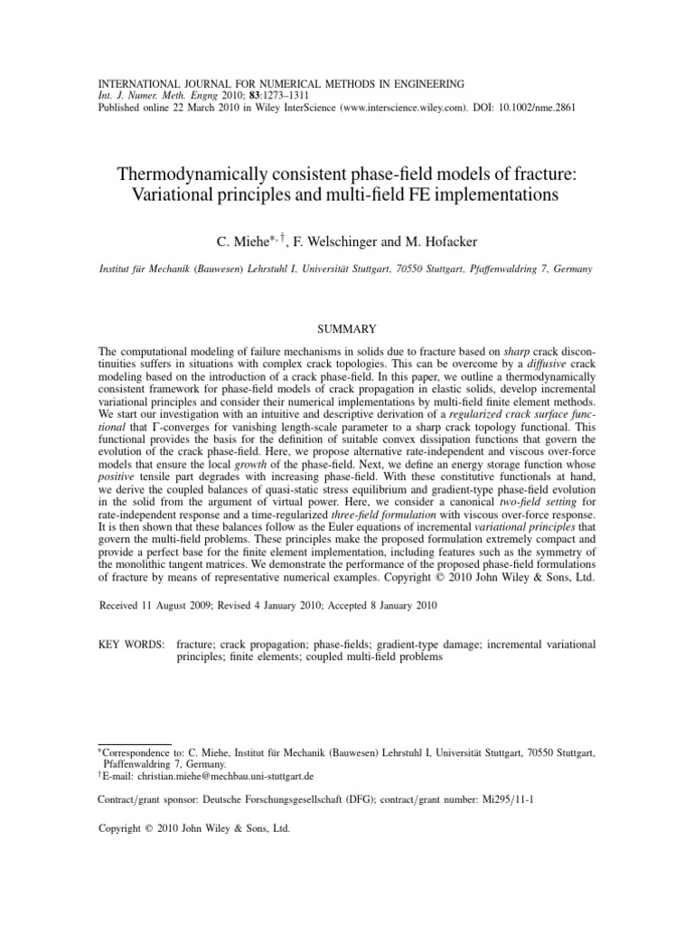 Thermodynamically Consistent Phase-Field Models of Fracture | PDF ... Thermodynamically Consistent Phase-Field Models of Fracture | PDF ...