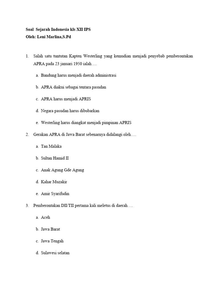 Pemberontakan PKI dan Gerakan APRA | PDF
