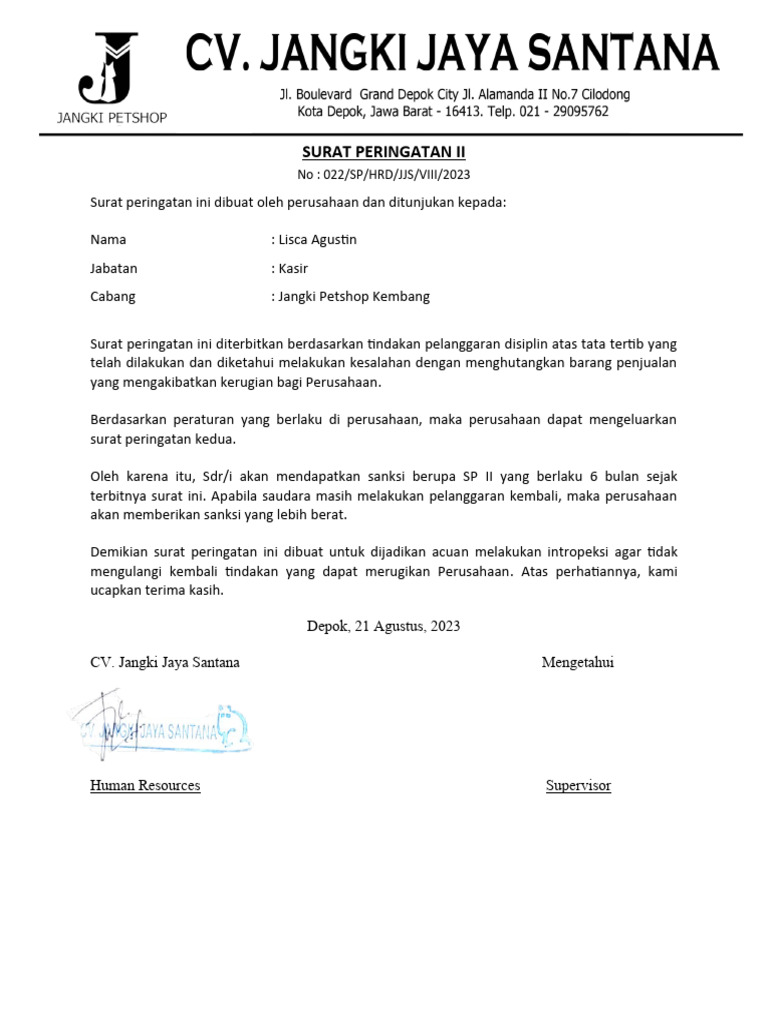 Surat Peringatan 2 | PDF | Bisnis | Pengelolaan Keuangan & Uang