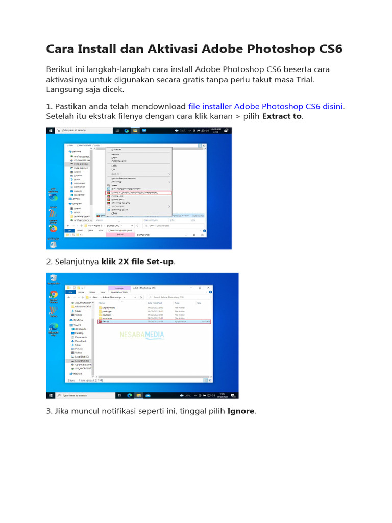 Cara Install Dan Aktivasi Adobe Photoshop CS6 | PDF