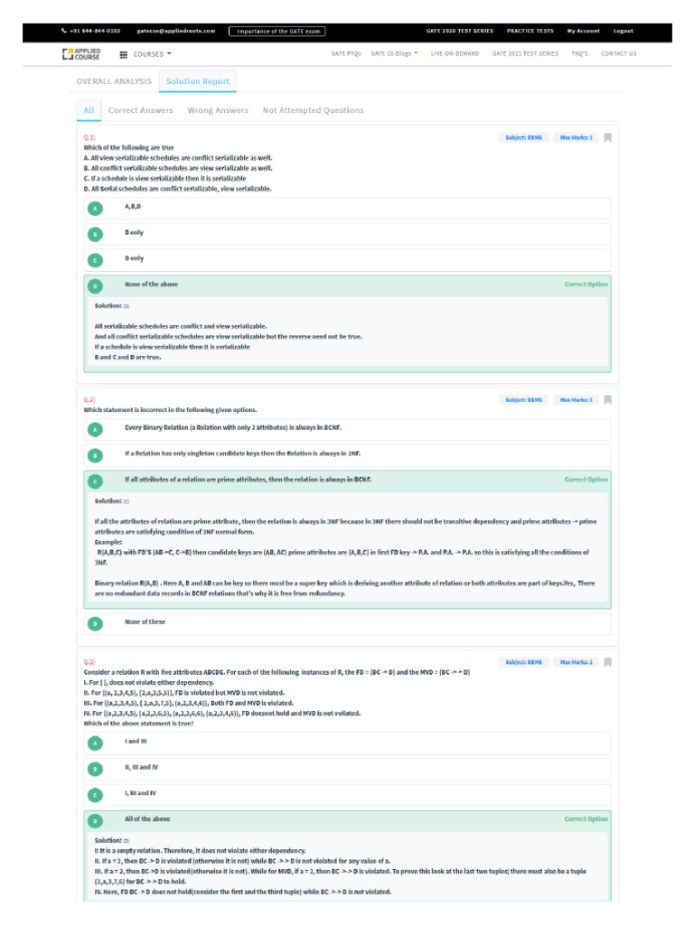 DBMS Practice Test-3 | PDF