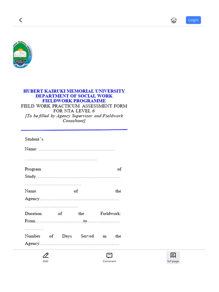 NTA Level 6 Fieldwork Assessment Form | PDF | Career & Growth