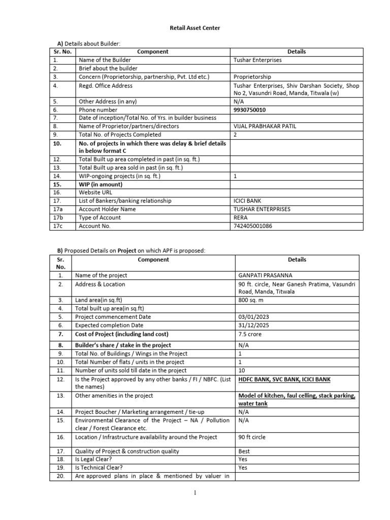 Builder Profile Format. | PDF | Economies | Business